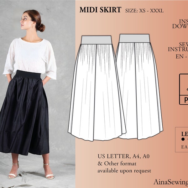 Long Skirt Pattern - Etsy