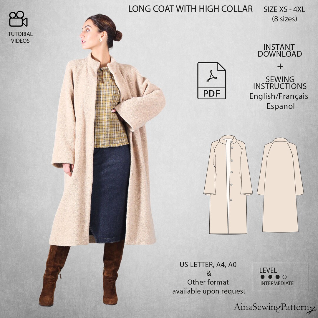 Women Coat Pattern Winter Coat Pattern Long Coat Sewing - Etsy