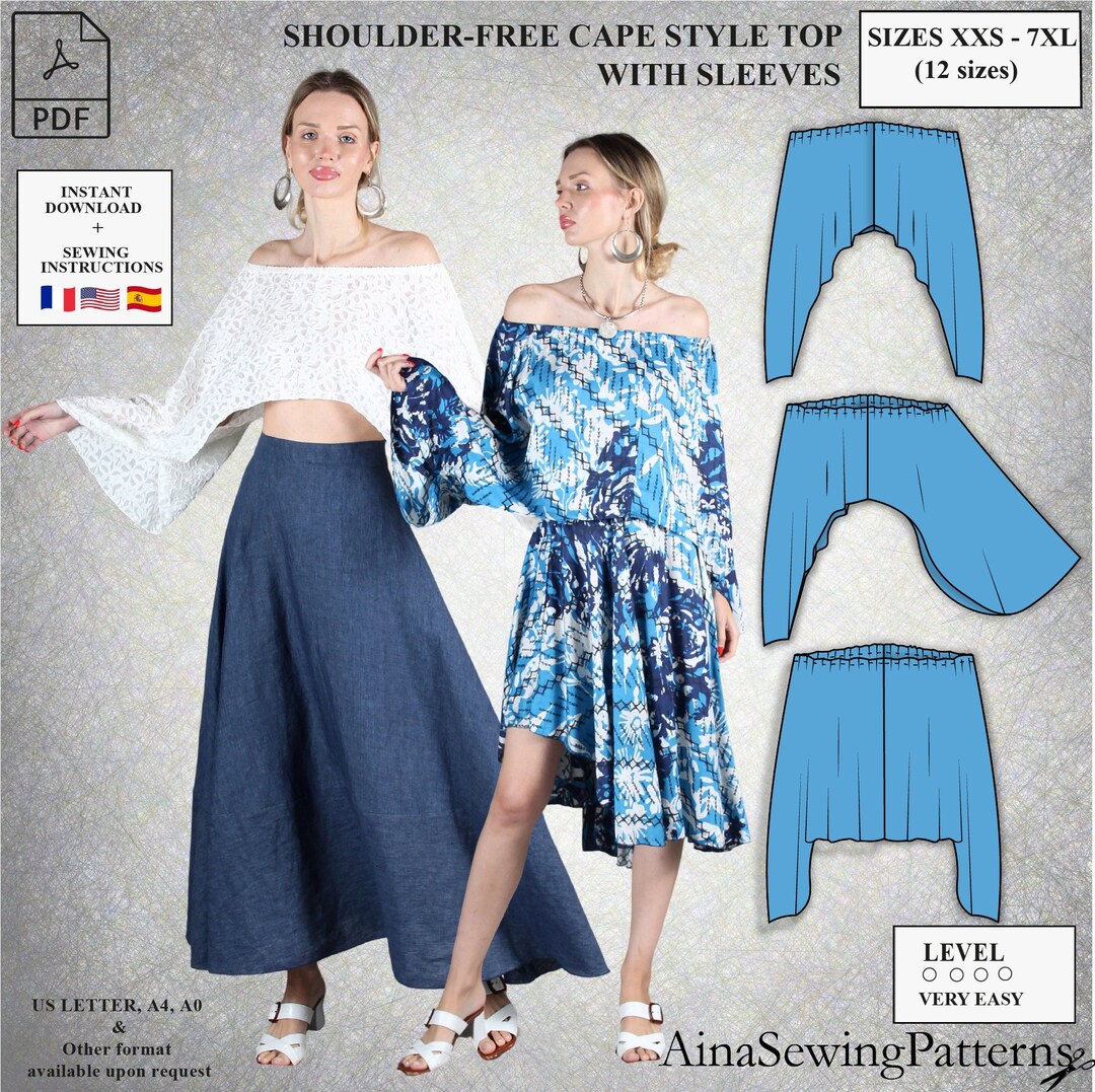 Top Sewing Pattern | Summer Top Sewing Pattern | Shoulder Free Top ...