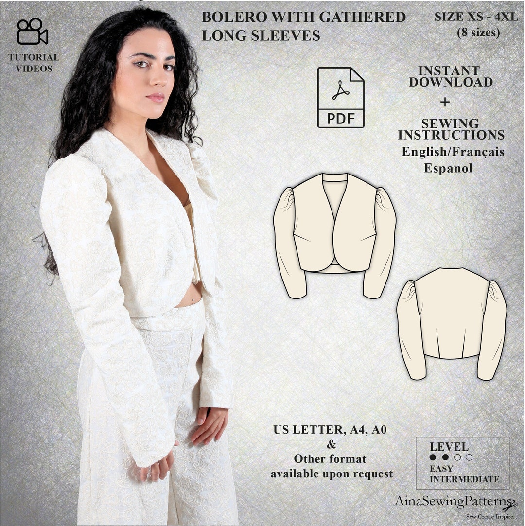 Women Jacket Pattern Bolero Sewing Pattern Short Jacket Sewing Pattern ...