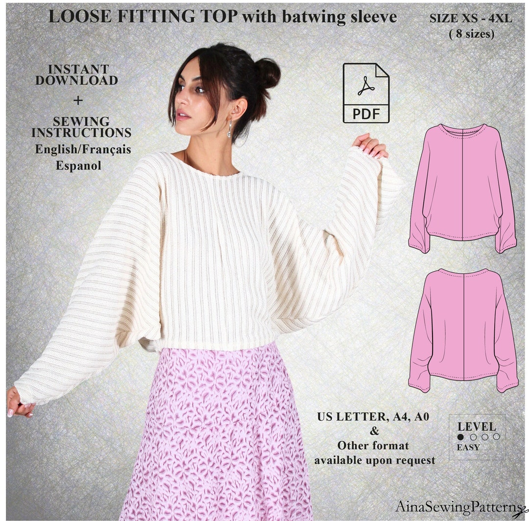 Batwing Top Pattern Top Sewing Pattern Jumper Sewing Pattern Jersey ...
