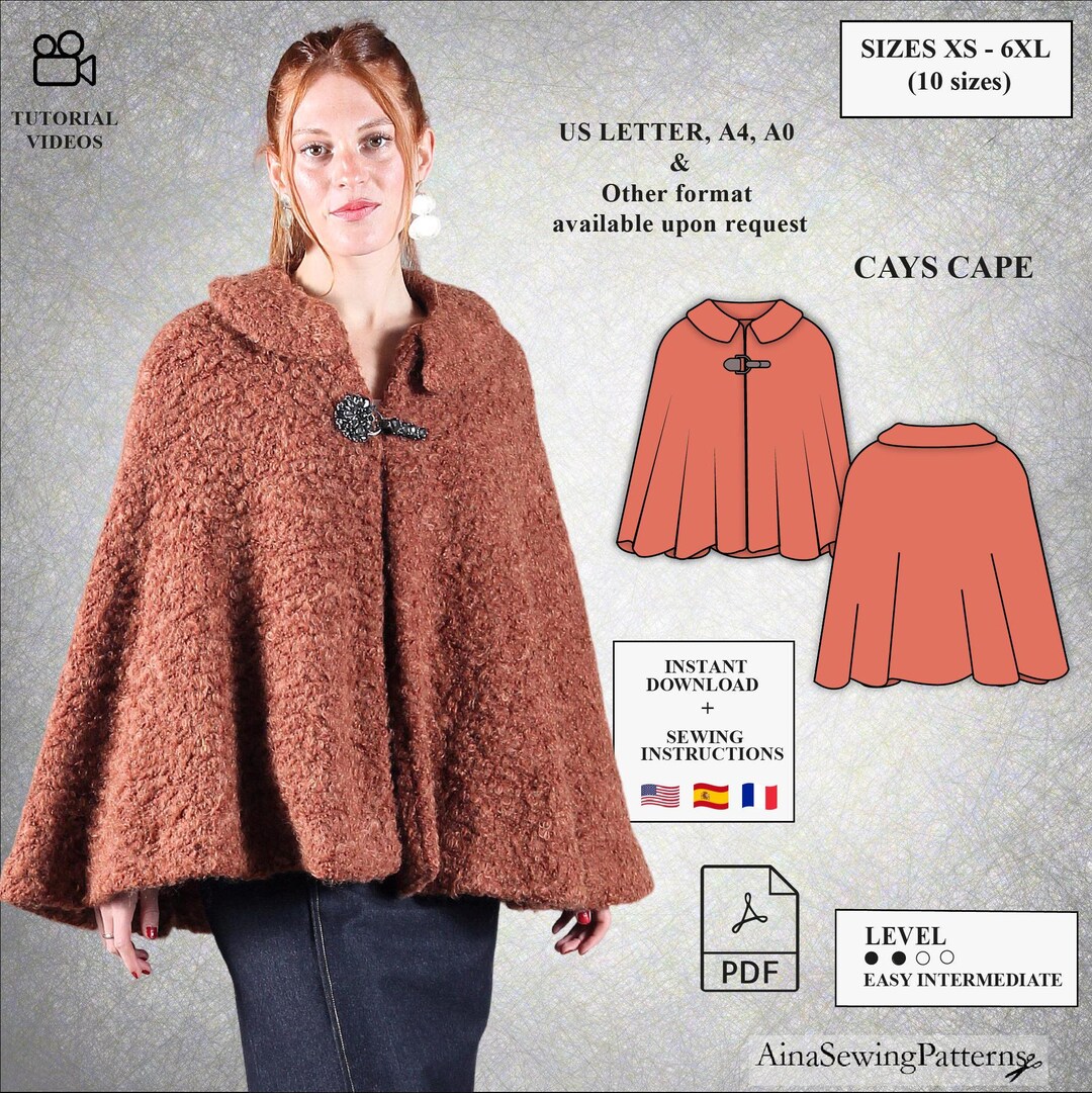 Women's Cape Sewing Pattern | Cape Coat Pattern | Winter Cape Pattern ...