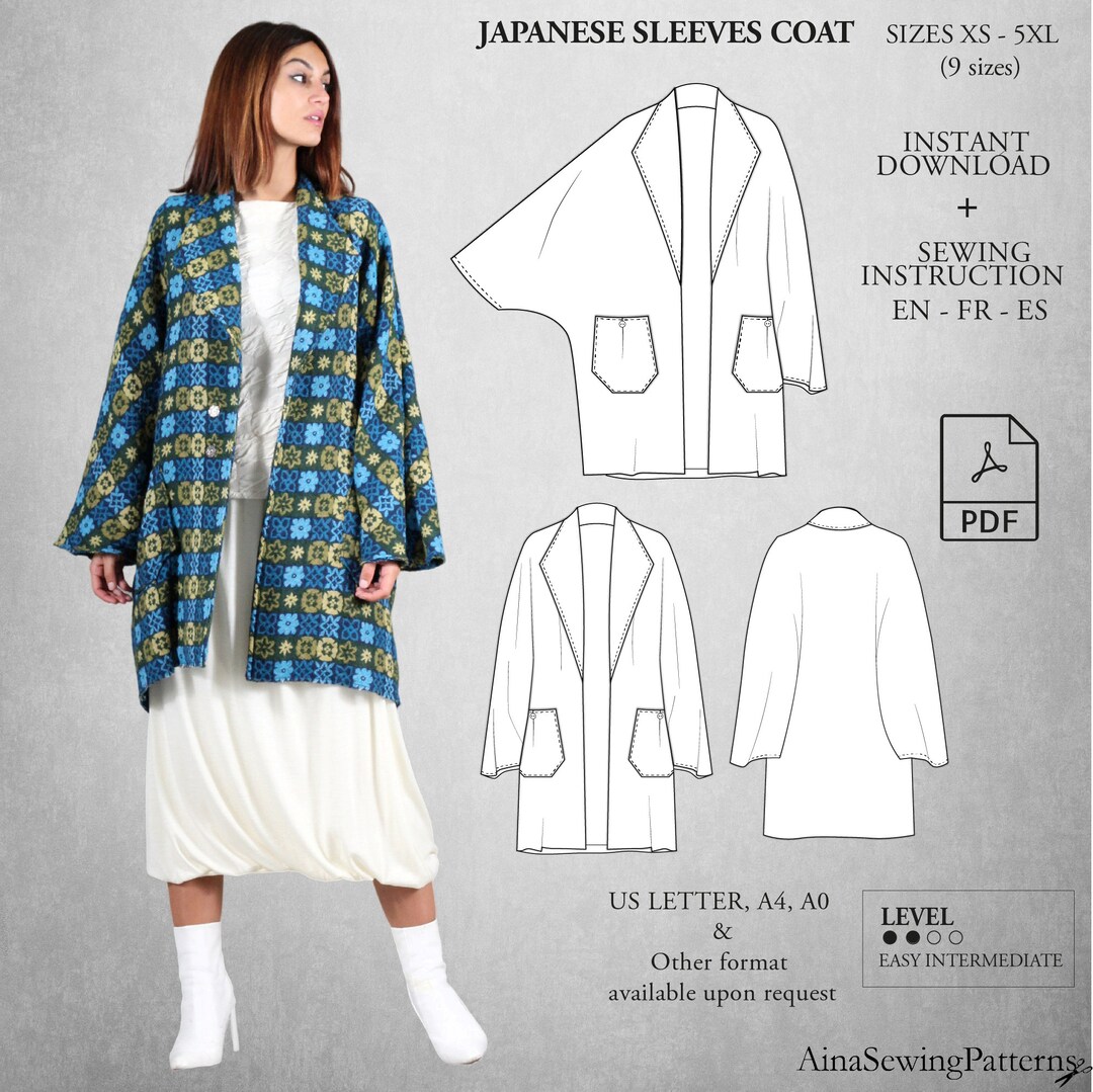 Japanese Coat Sewing Pattern Coat Sewing Pattern Kimono - Etsy