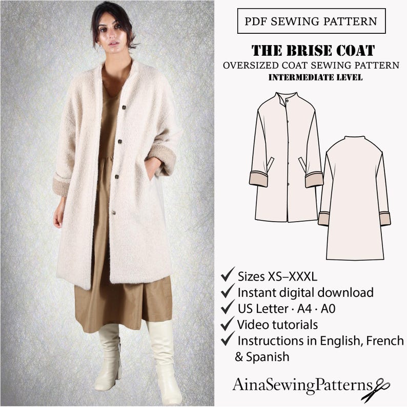 Oversized Coat Sewing Pattern | Women's Long Winter Coat Pattern ...