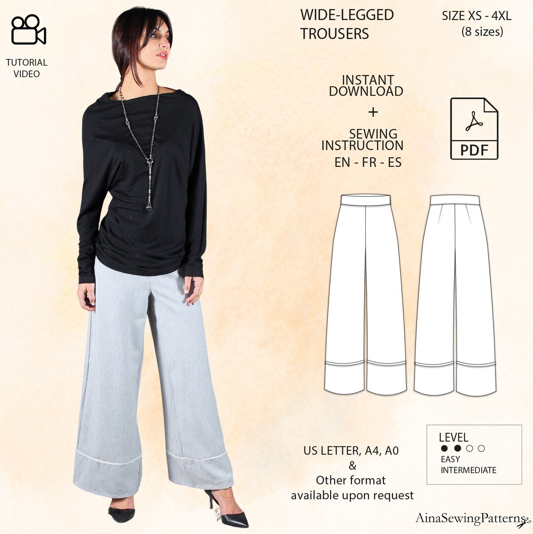 Women Pants Sewing Pattern Wide Leg Pants Pattern Wide - Etsy