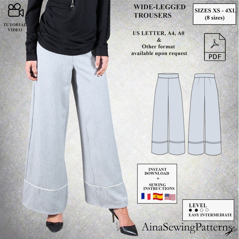 Wide Leg Pants Pattern - Etsy