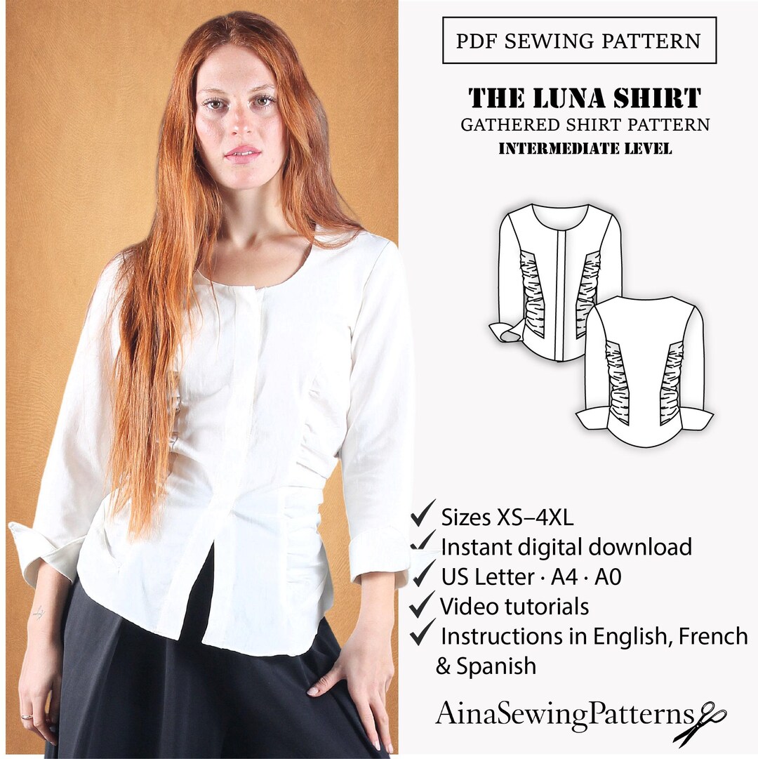 Women's Shirt Sewing Pattern | Workwear Pattern | Office Blouse Pattern ...