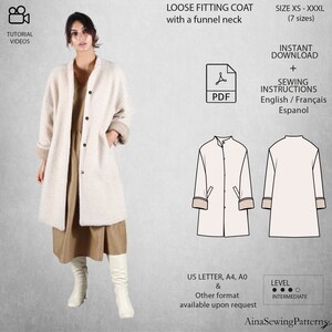 Women Coat Pattern Winter Coat Pattern Long Coat Sewing - Etsy
