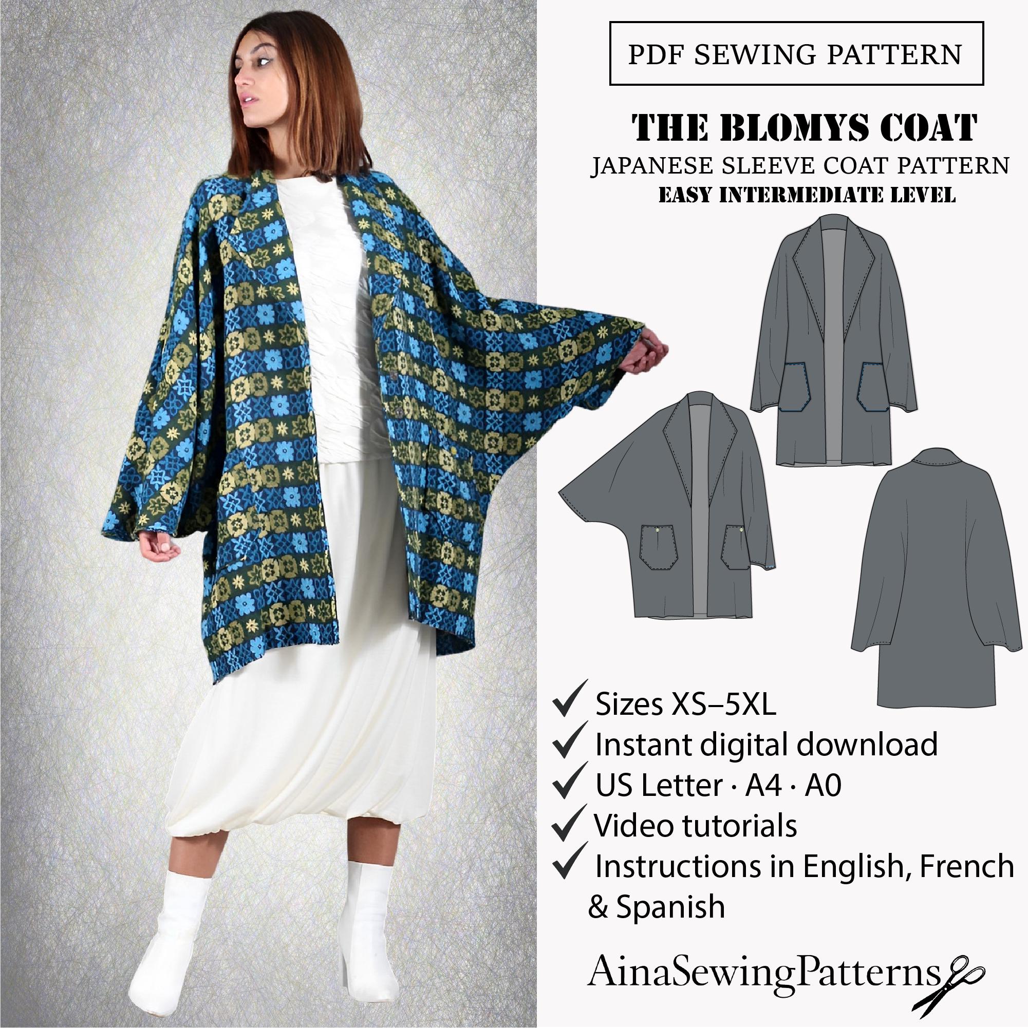 Japanese Coat Sewing Pattern | Coat Sewing Pattern | Kimono Coat Sewing ...