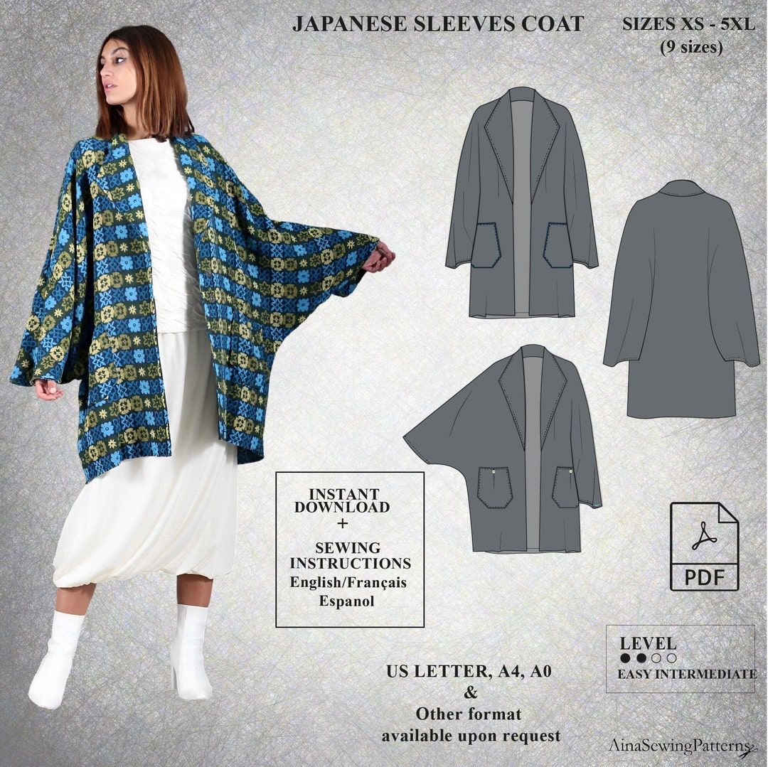 Japanese Coat Sewing Pattern Coat Sewing Pattern Kimono Coat Sewing ...