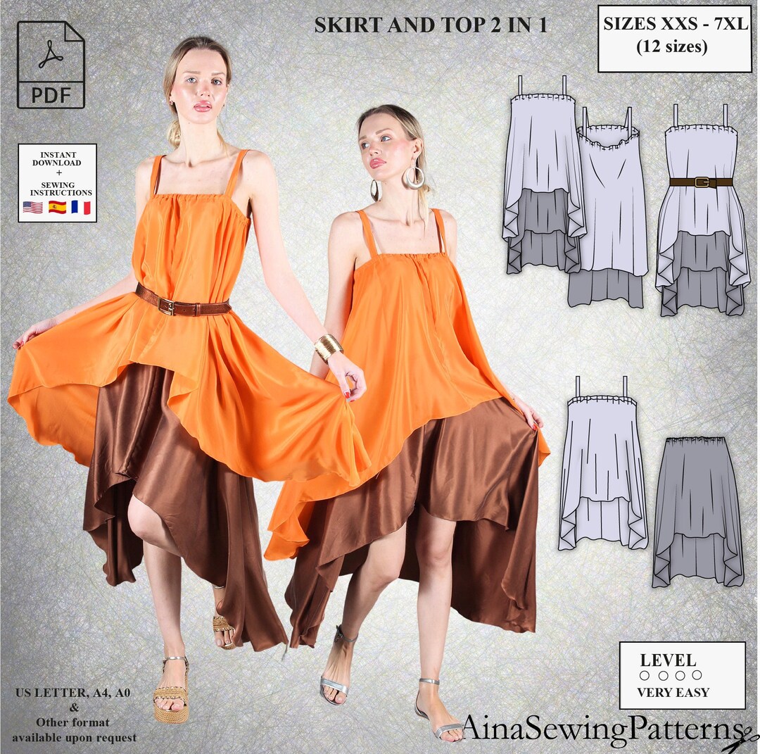 Top Sewing Pattern | Summer Top Sewing Pattern | Skirt Sewing Pattern ...