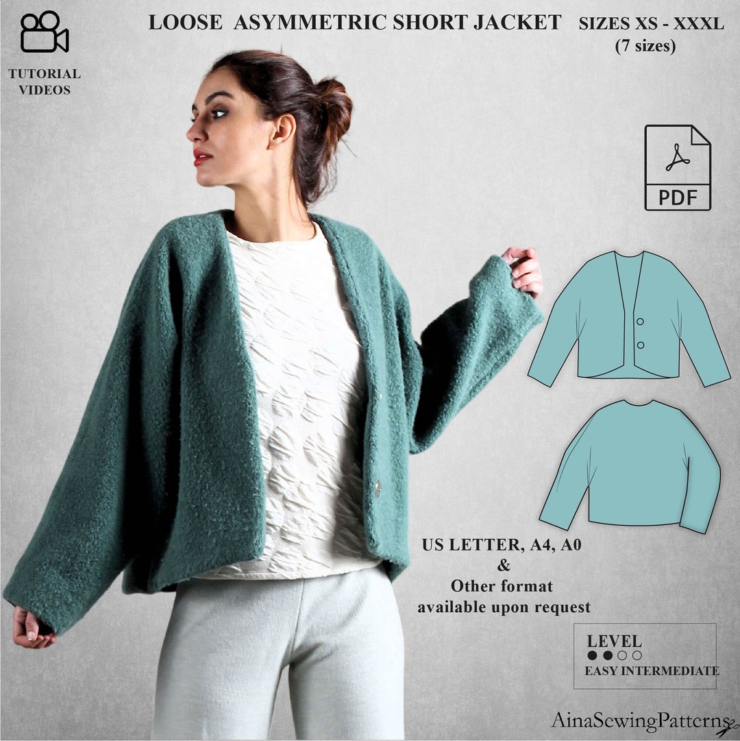 Women Jacket Pattern Winter Coat Pattern Short Coat Sewing Pattern ...