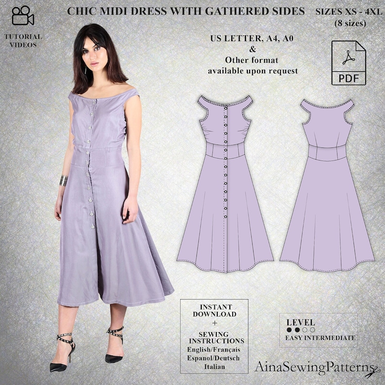 Summer Dress Sewing Pattern Flared Dress Sewing Pattern Sleeveless ...