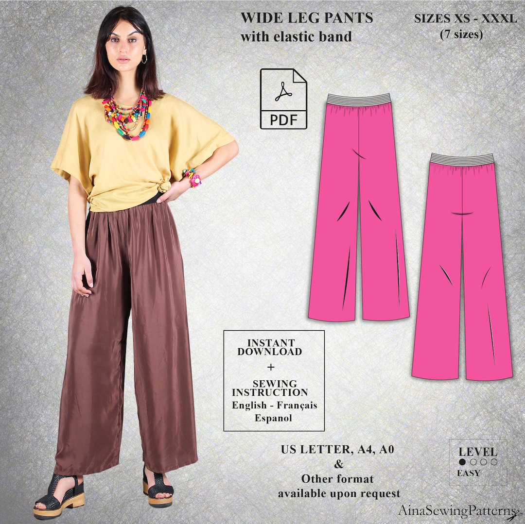 Women Summer Pants Sewing Pattern Casual Pants Sewing Pattern Elastic ...