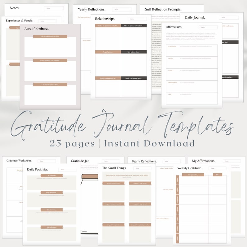 Printable Digital Gratitude Journal Templates Editable on - Etsy