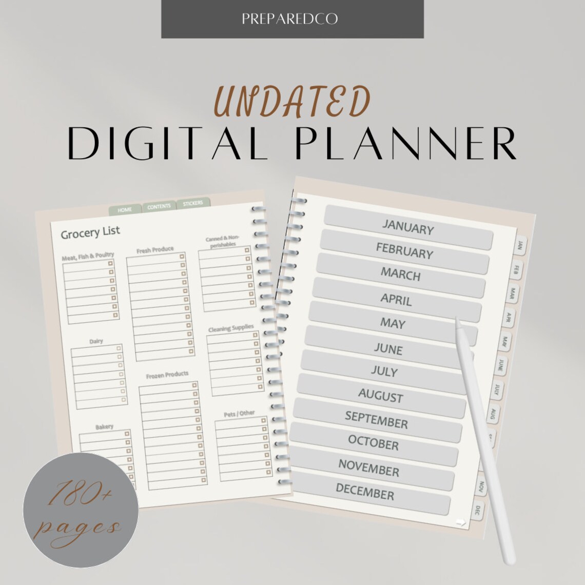 UNDATED Minimalist Weekly Landscape Digital Calendar Planner Electronic ...