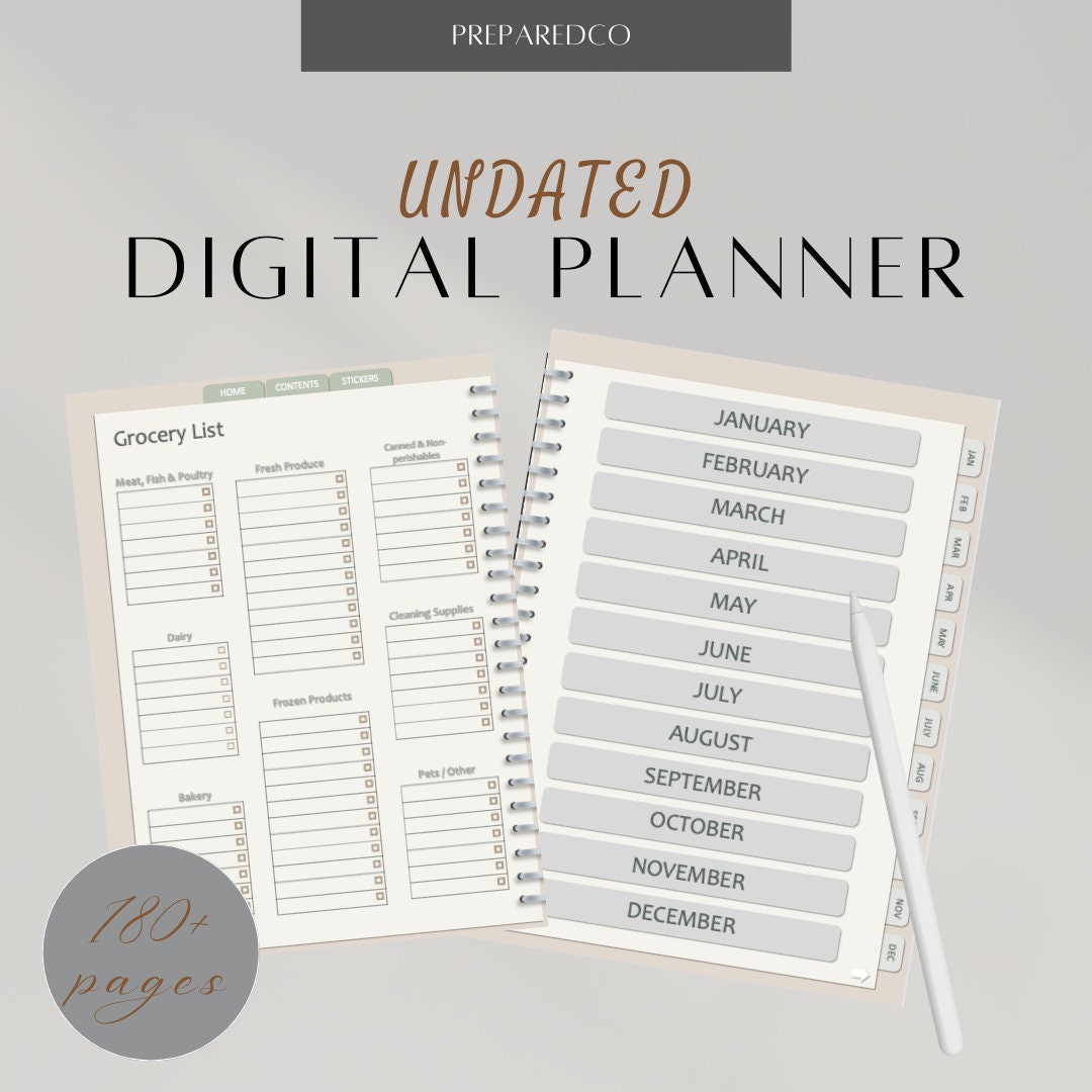 UNDATED Minimalist Weekly Landscape Digital Calendar Planner Electronic ...