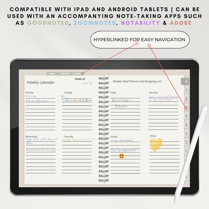 UNDATED Minimalist Weekly Landscape Digital Calendar Planner Electronic ...