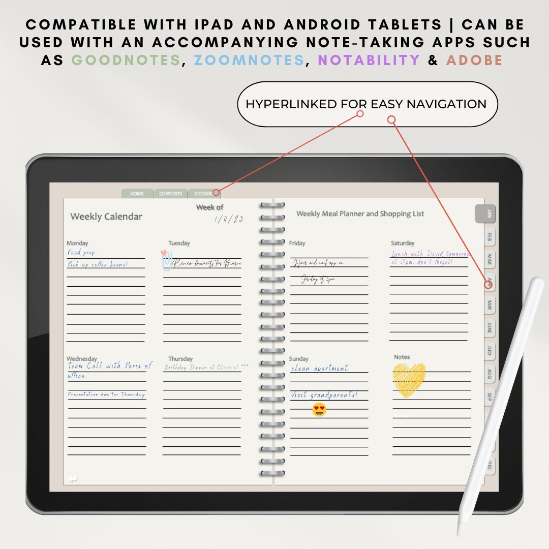 UNDATED Minimalist Weekly Landscape Digital Calendar Planner Electronic ...