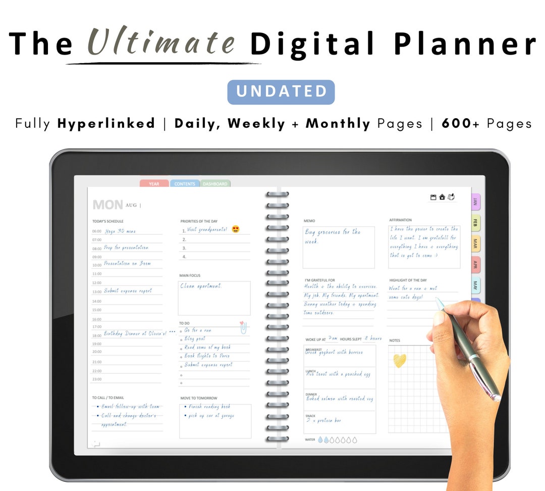 Undated Digital Planner, Notability Planner, iPad Planner, Goodnotes ...
