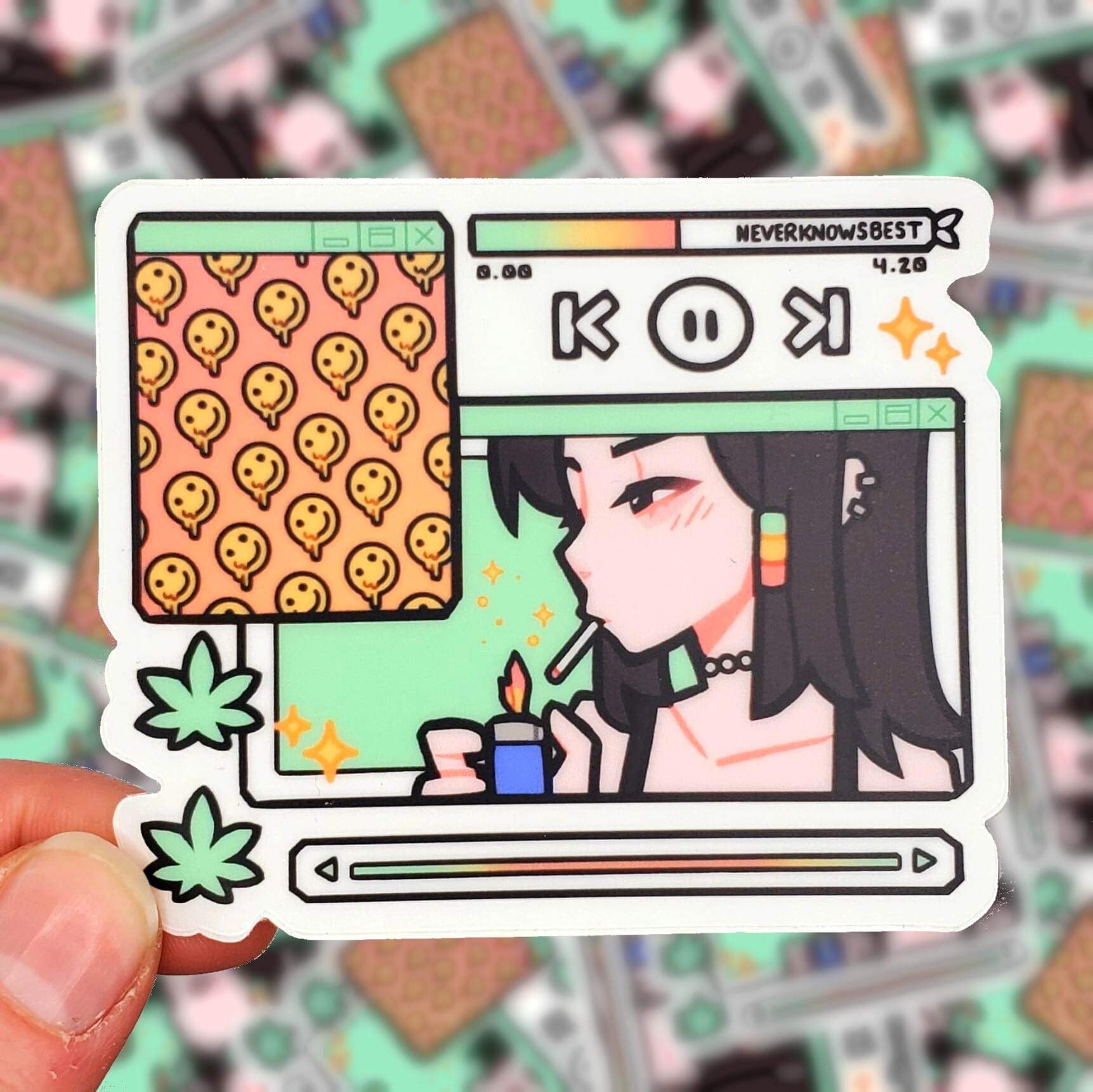 Never Knows Best Digital Layout Sticker Kawaii Stoner Anime Aesthetic ...