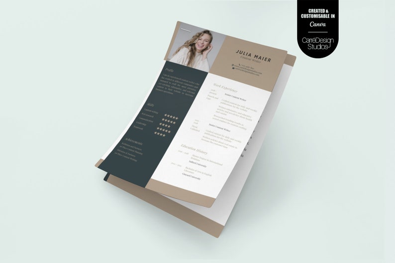 Resume Template | CV | Instant Download | Editable Template | Canvas ...