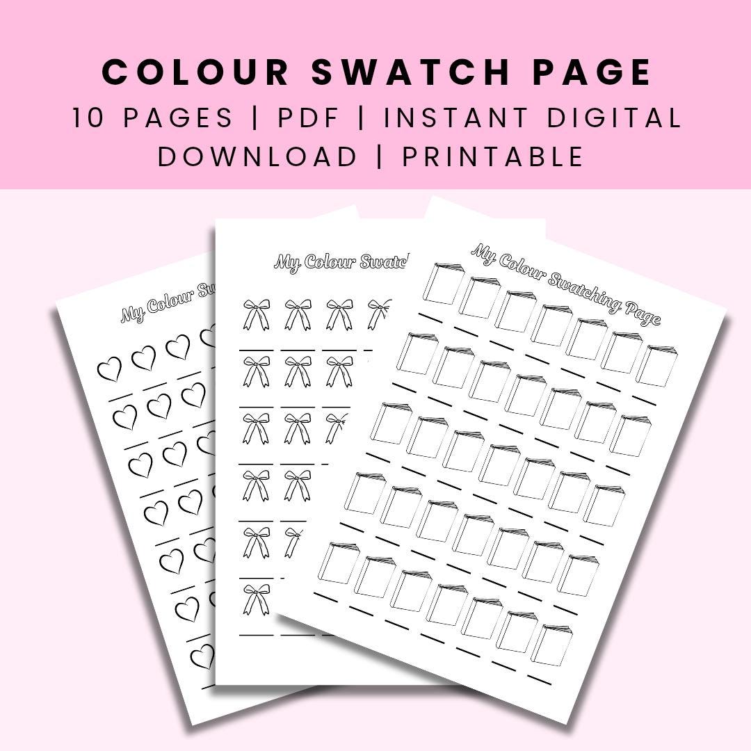 Colour Marker Swatch Pages | Swatch Page for Art | Colour Tracker for ...