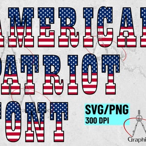 Patriotic USA Flag Font SVG/PNG Red White and Blue Flag Alphabet ...