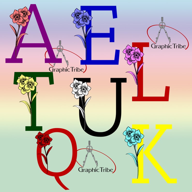 Floral Monogram Alphabet and Numbers SVG PNG JPG Flower - Etsy