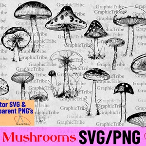 58 Cute Mushroom Toadstool SVG/PNG Clipart Bundle Instant Download ...