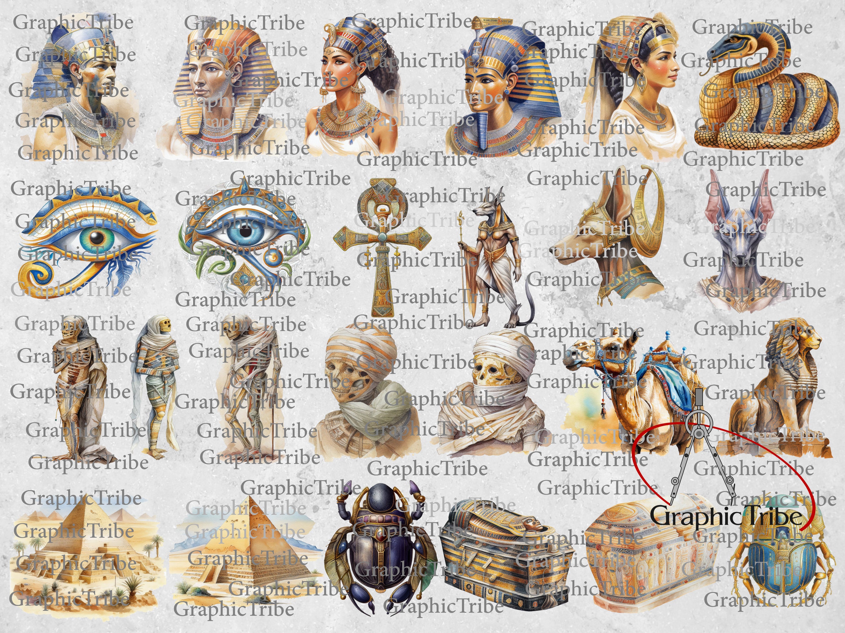 Ancient Egyptian Pharaoh Mythology 25 PNG Bundle 2 Mummy Clipart - Etsy
