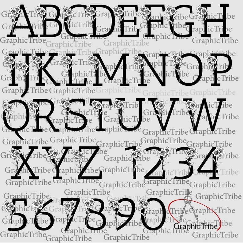 Floral Monogram Alphabet and Numbers SVG PNG JPG Flower - Etsy