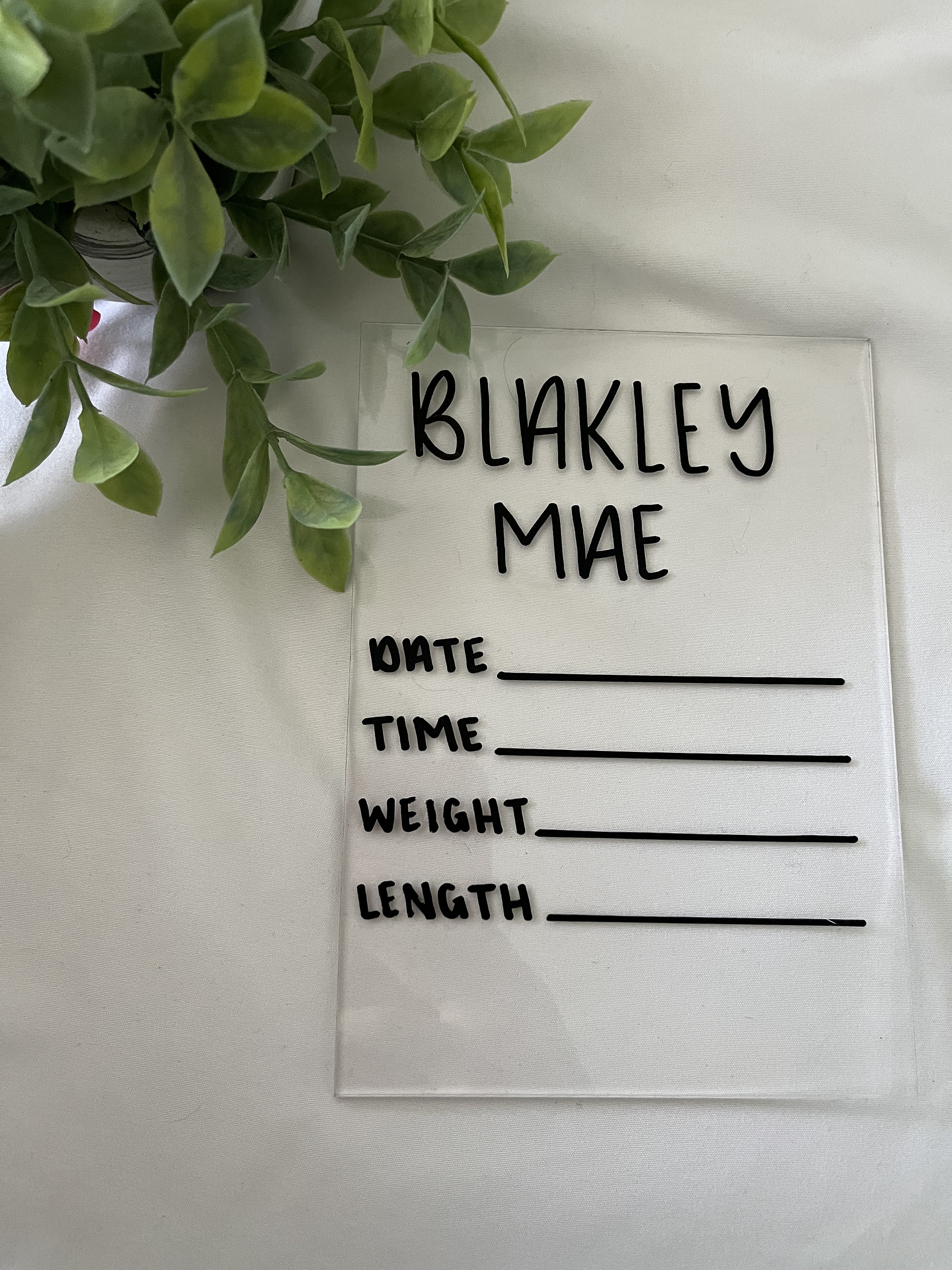 Baby Announcement Sign || Birth Stats || Handwritten Acrylic ...