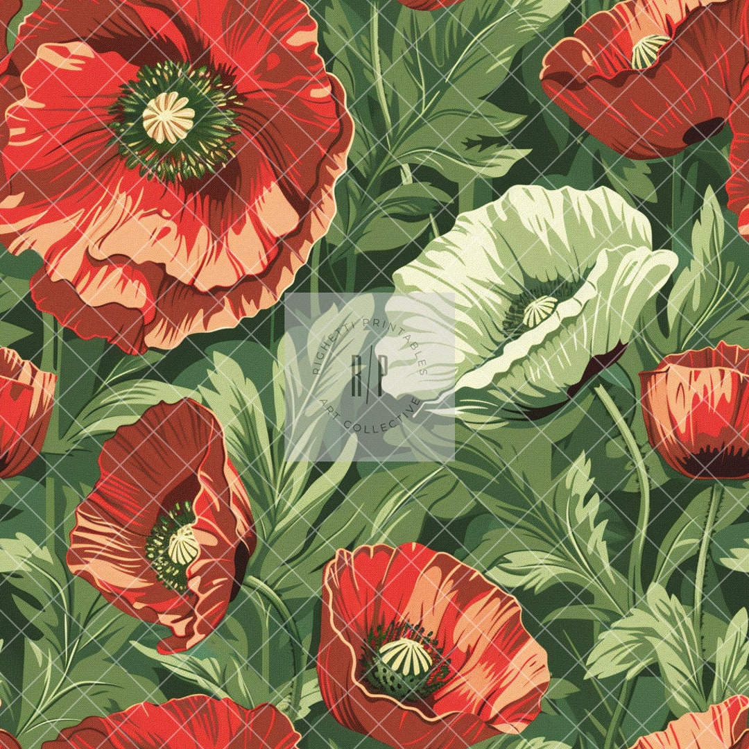 Vintage Poppy Flowers, Wallpaper Design Poppy Flower, Illustration ...