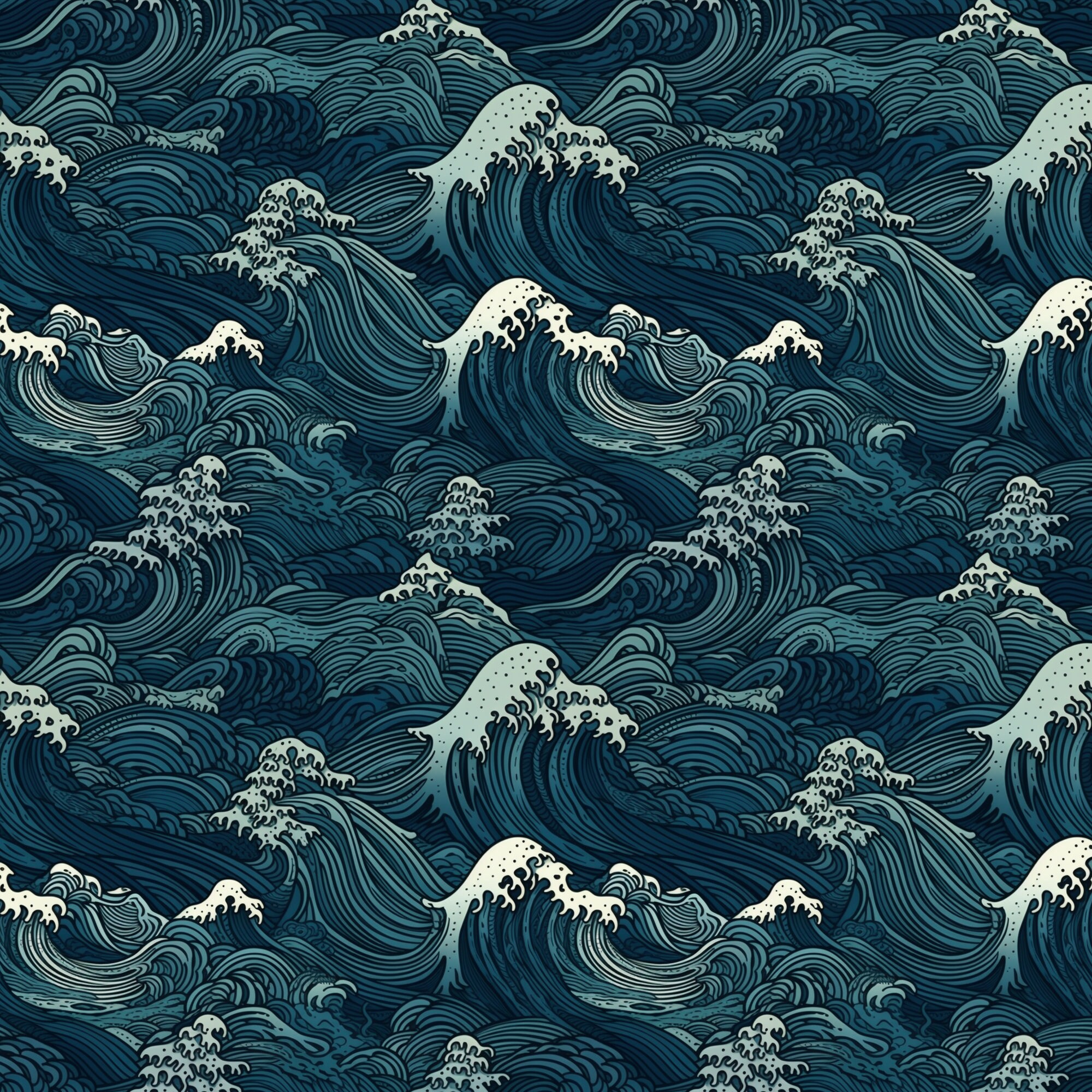 Waves Pattern Sea Pattern Japanese Style Pattern Digital - Etsy