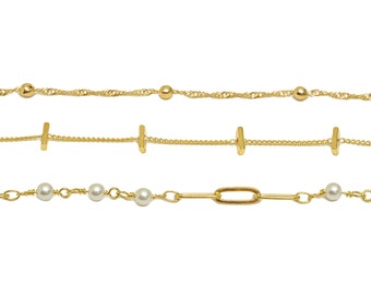 Brass Flower Link Chain Gold Link Chain Cubic Zirconia CZ Link Chain ...