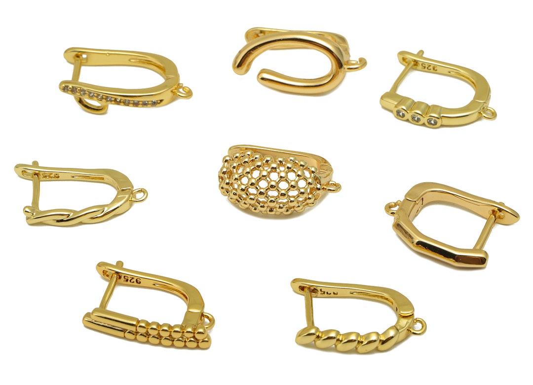 Gold Earring Clasps, Brass Wisted Long Bean Earrings With Loop, CZ ...