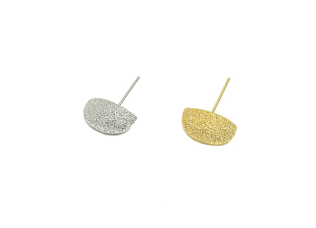 Marquise Earring Studs, Gold Textured Marquise Earring Post, Brass ...