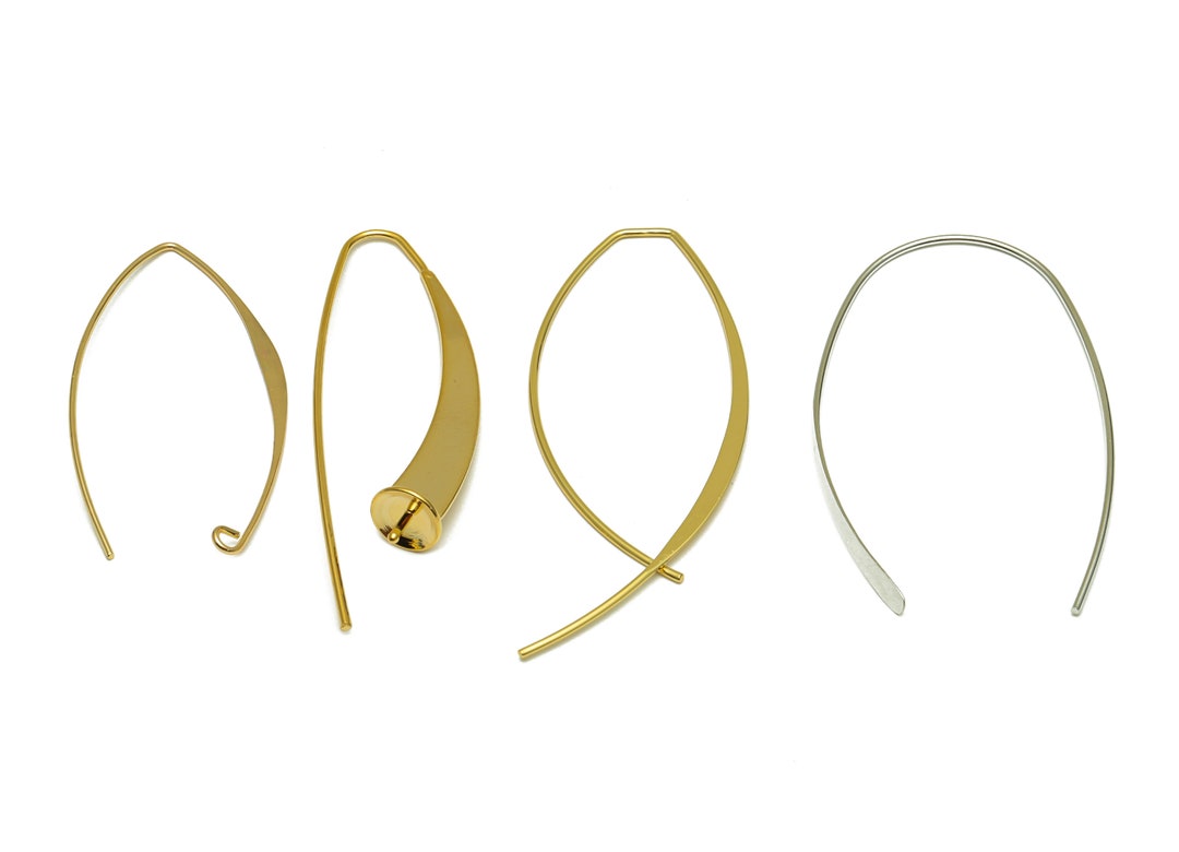 Hammered Wire Earring, Brass U Earring Wire, Textured Long U Earring ...