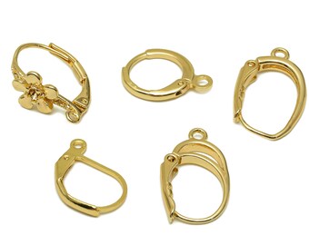 Brass Plain Leverback Gold Leverback Earring Clasp 18K Real Gold Plated ...