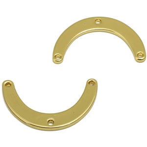 Gold Half Moon Connectors, Brass Textured Semicircle Bracelet Connector ...