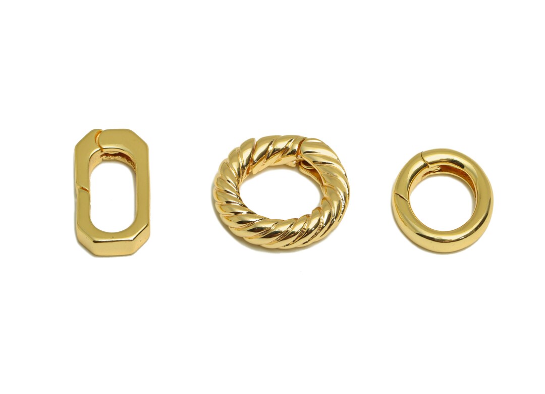 Brass Oval Hoop Clasps, Gold Octagon Hoop Clasps, Brass Twisted Thick ...