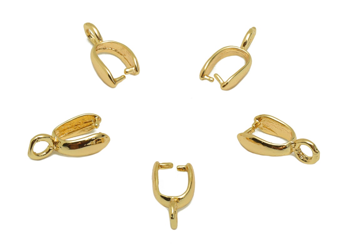 Pinch Bail Holder Charms, Gold Pinch Earring Charms, Brass Mini Pinched ...