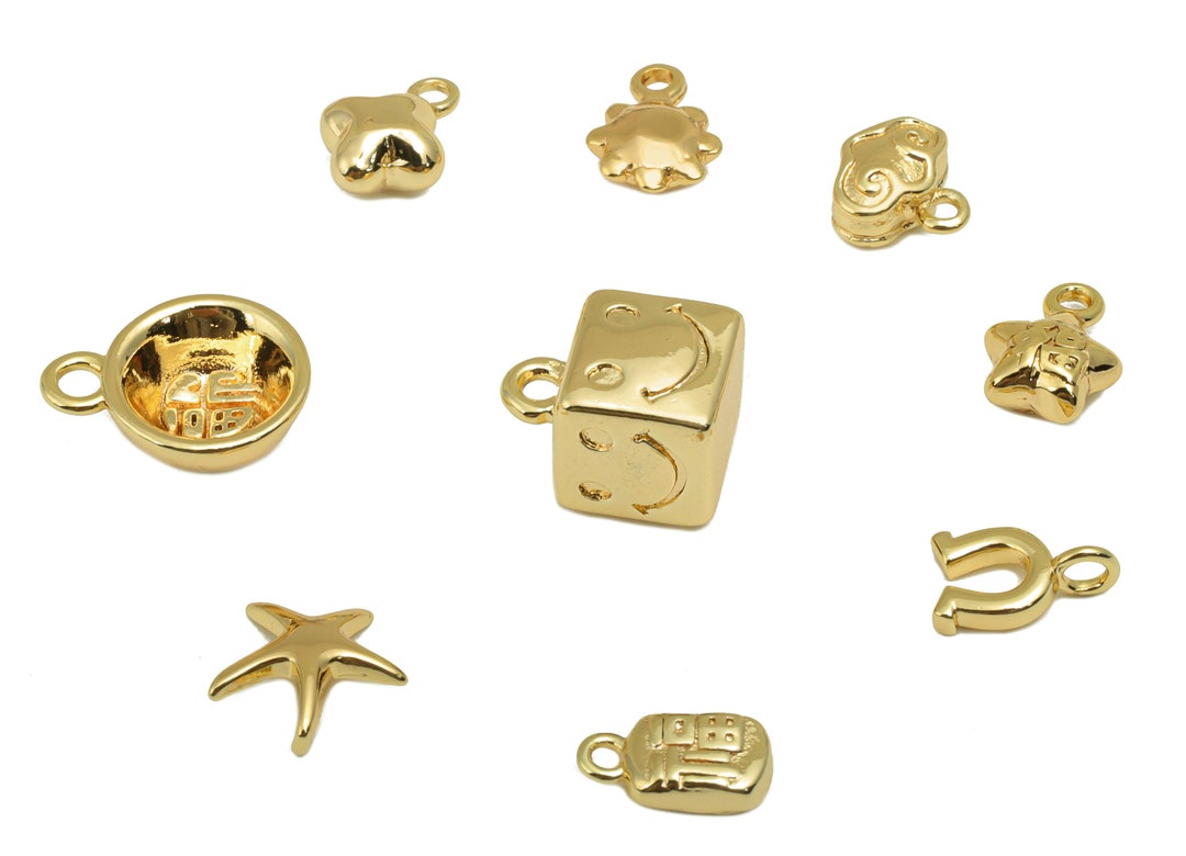 Gold Mini Figure Charms Brass Sunflower Earring Charm With - Etsy