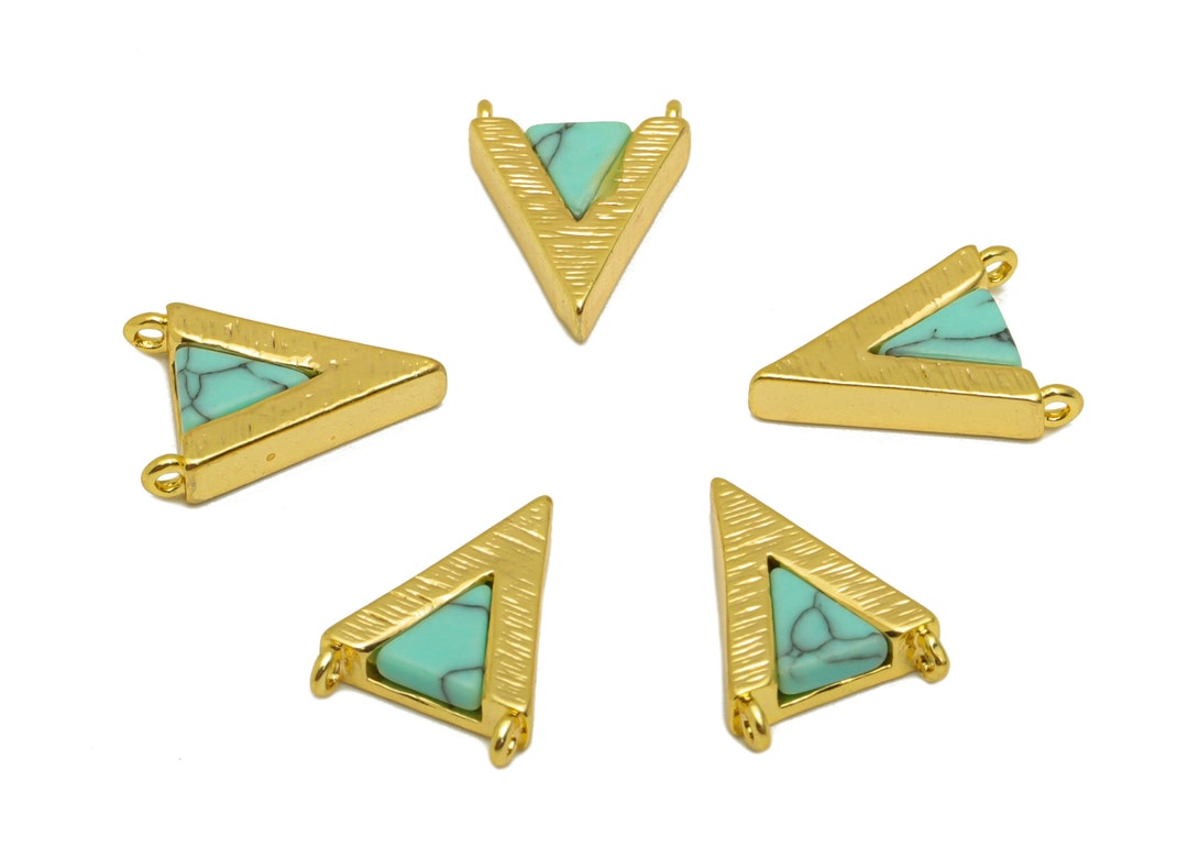 Gold Triangle Connectors Brass Natural Stone Charms Triangle - Etsy