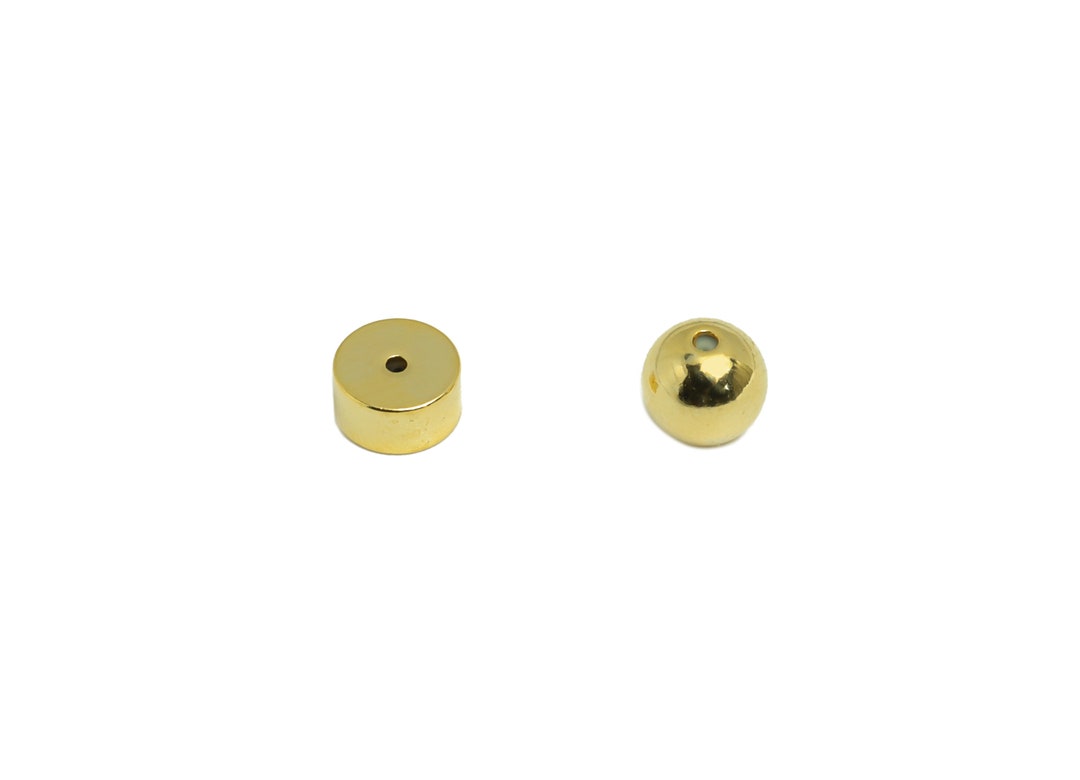 Gold Cylinder Earring Stopper, Brass Round Beads Silica Gel Rubber ...
