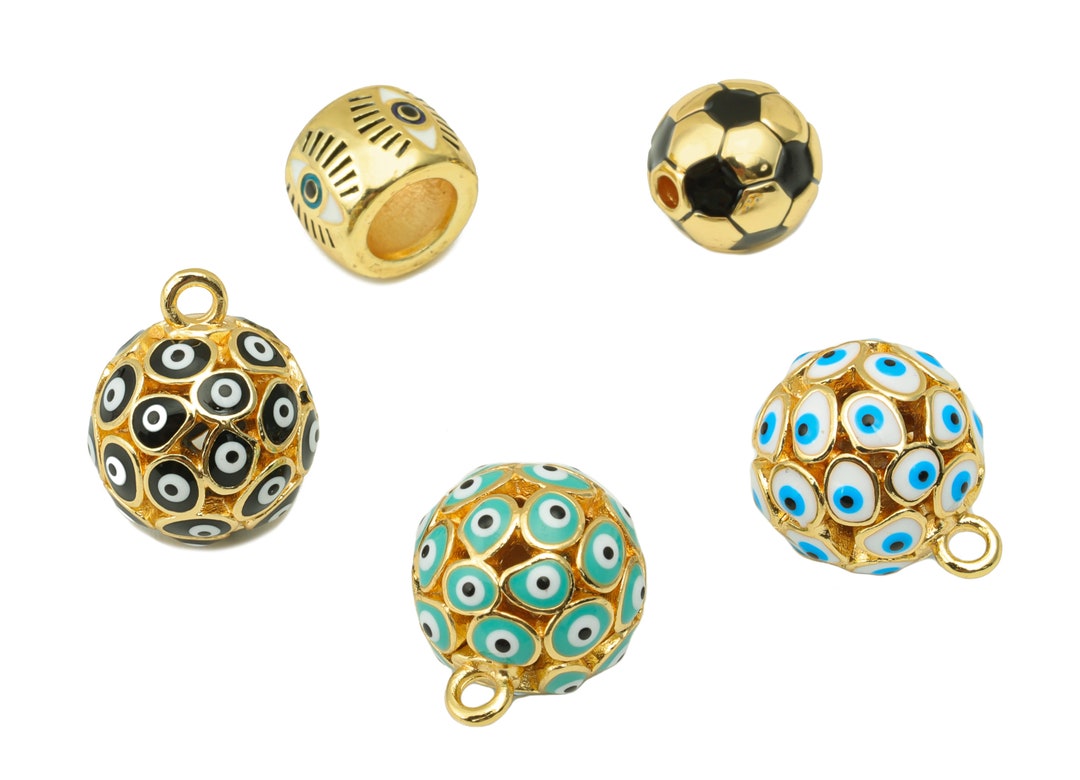 Gold Ball Eye Pendant , Brass Enamel Evil Eye Ball Earring , Gold Eye ...