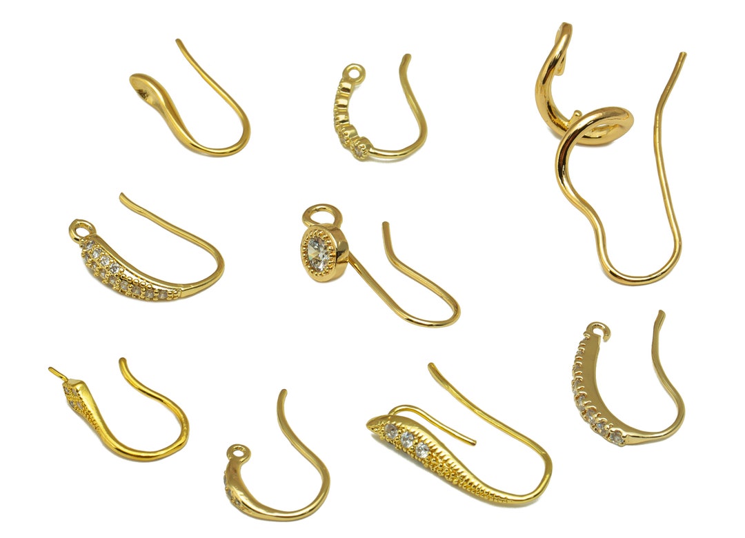 Gold Earring Hooks, Brass Custom Earring Wires, Gold Geometry Earring ...