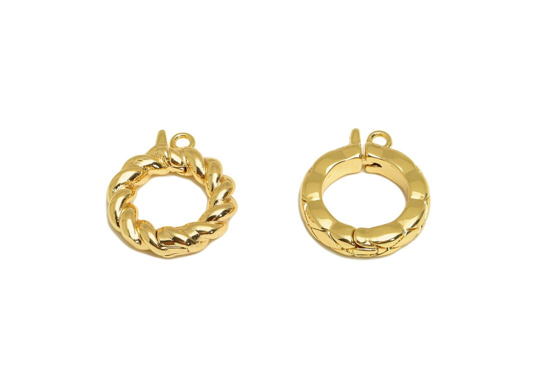 Gold Snakeskin Texture Clasps, Brass Twisted Hoop Clasps, Brass Circle ...