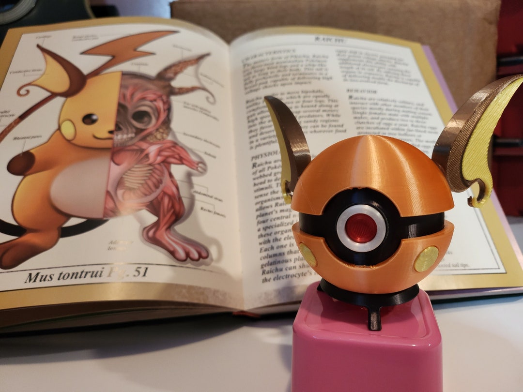 3D Printed Raichu Pokeball With Stand - Etsy